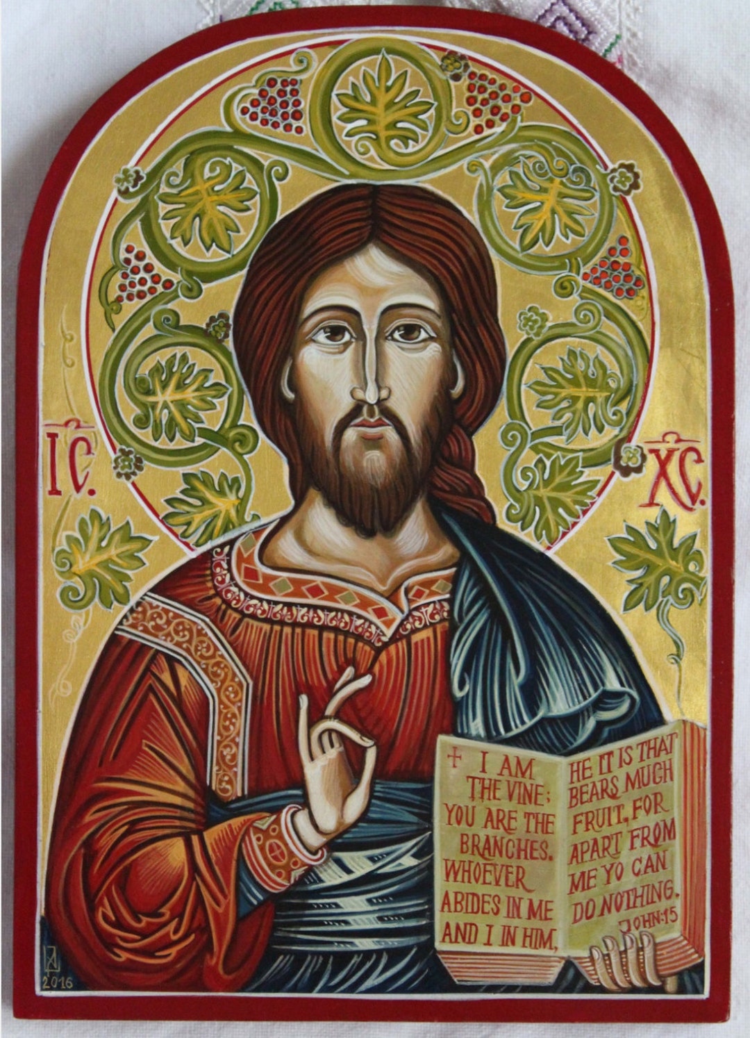 Jesus Christ With the Vine. Byzantine, Romanian, Orthodox Icon Handmade ...
