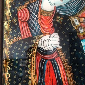 Sad Mother of God, Romanian Handmade Painted Icon in Reverse on the ...