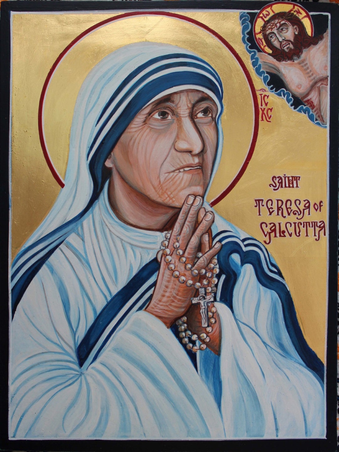 Saint Teresa of Calcutta With the Icon of Jesus Christ Made Only on ...