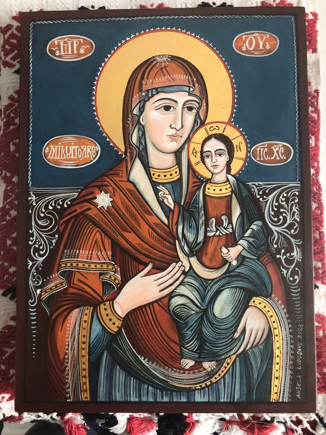 Mother of God With the Child Jesus. Byzantine, Romanian Handmade ...