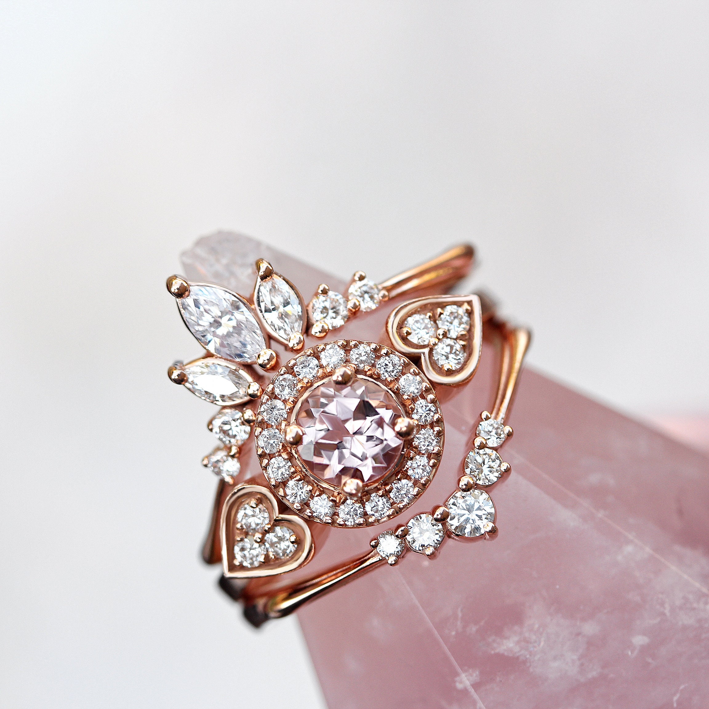 Diamond V Nesting Ring Side Wedding Band Unique Chevron | Etsy