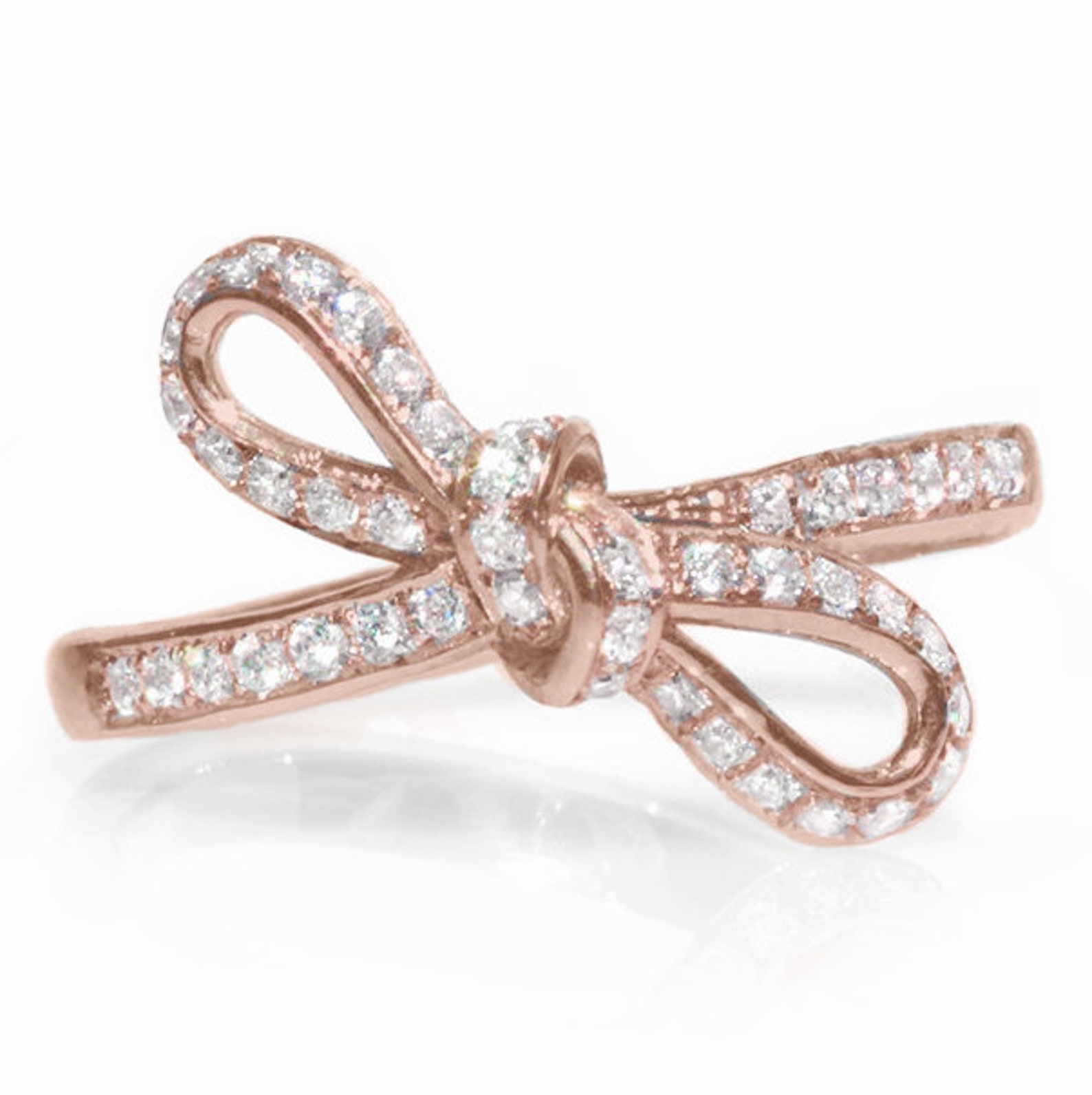 Unique Diamond Wedding Ring, Bow Diamond Ring, Tie the Knot Wedding ...