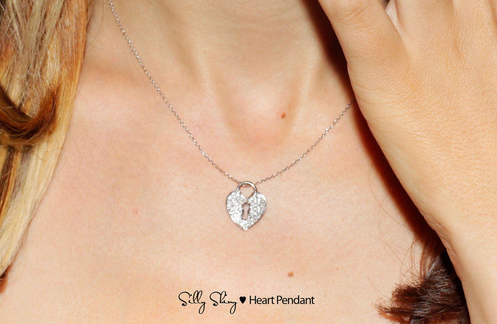 Diamond Heart Locket Necklace 14K White Gold Pendant - Etsy