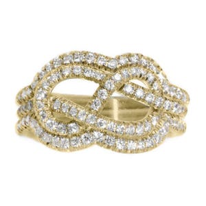 Diamond Wedding Ring Set, Infinity Knot Ring, Diamond Engagement Ring ...
