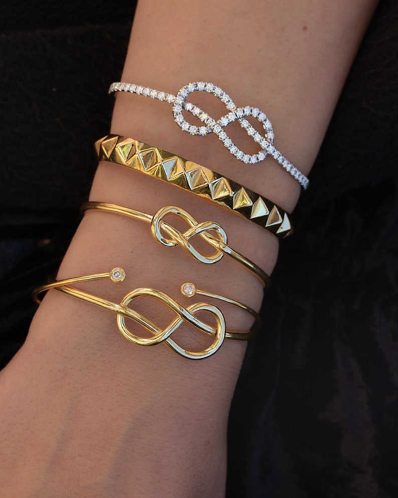 Infinity Bangle Bracelet Knot Gold Cuff Bangle Diamond Cuff - Etsy