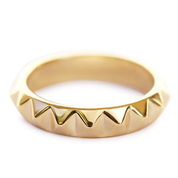 Gold Pyramid Ring Solid Gold Wedding Band 14K / 18K Gold - Etsy