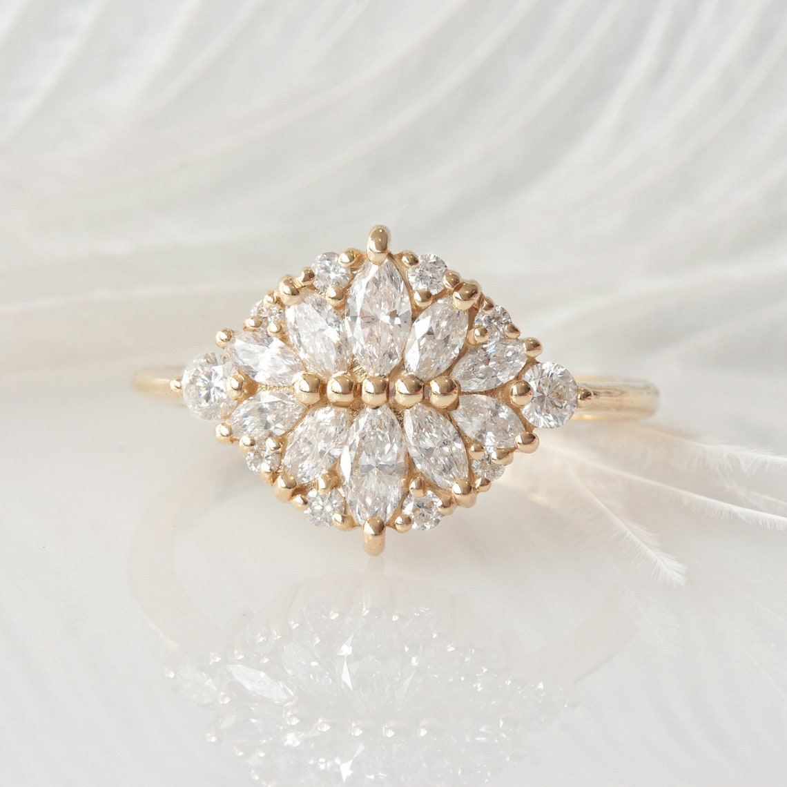Unique Cluster Real Diamonds Extravagant Ring, Special Design Ring for ...
