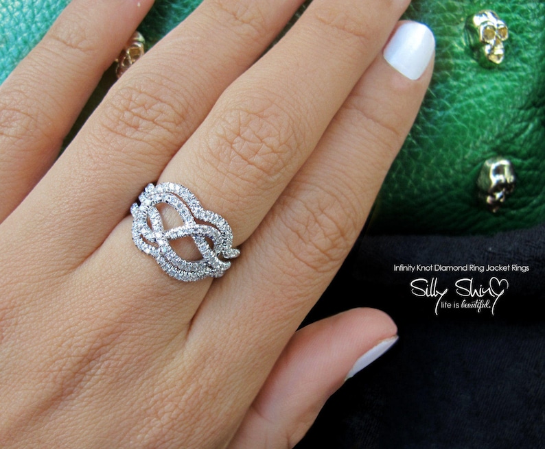 Diamond Wedding Ring Set Infinity Knot Ring Diamond - Etsy Canada