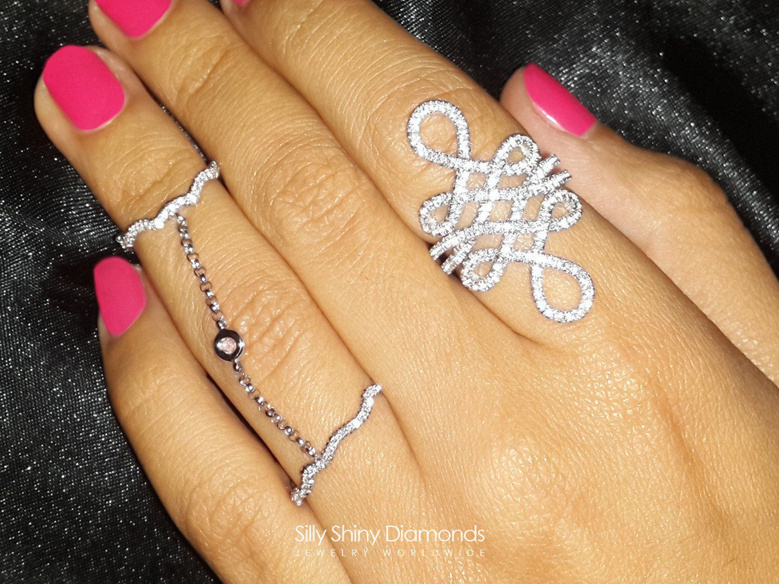 One Finger Double Ring Double Ring Chain Zen Garden Double - Etsy