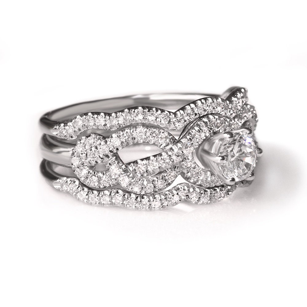 Infinity Knot Unique Engagement Ring Set Figure 8 Knot | Etsy