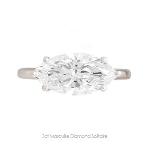 East West Marquise Shape Lab Diamond 1CT / 2CT / 3CT / 4CT / 5CT Solitaire Classic Ring Modern ...
