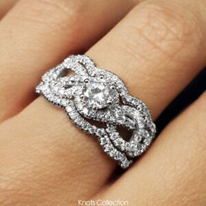Infinity Knot Unique Engagement Ring Set, Figure 8 Knot Diamond Wedding ...