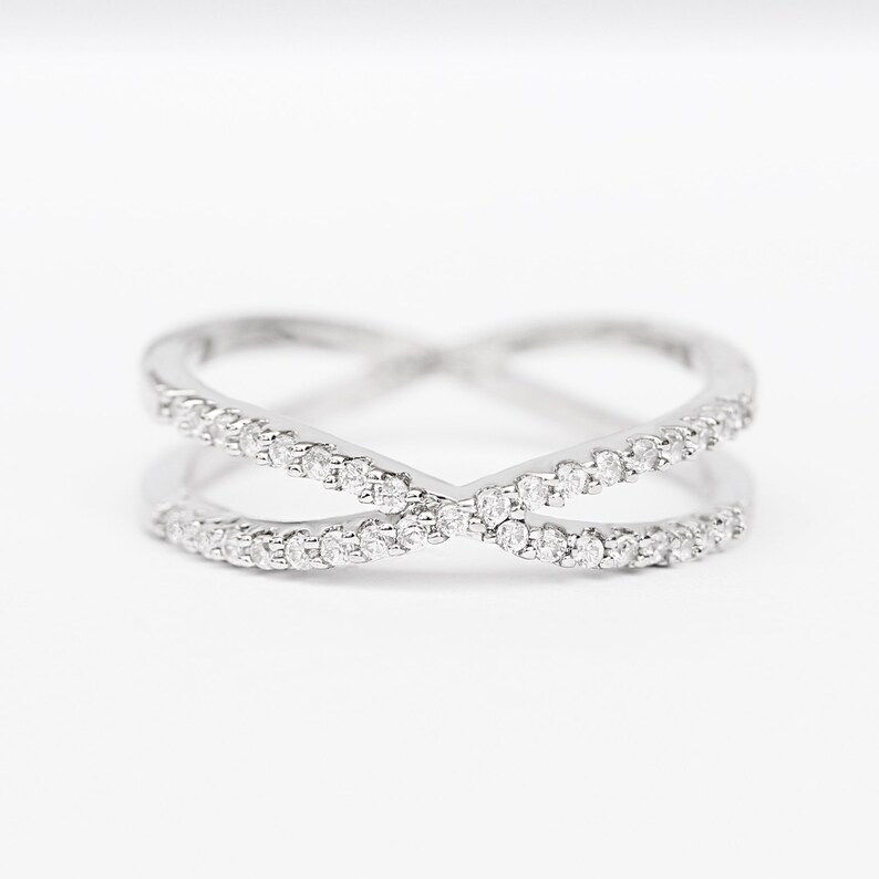 X Ring Unique Diamond Wedding Band Criss-cross Gold & Diamond - Etsy