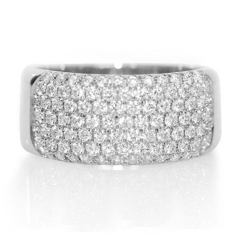 Wide Pave Diamond Band, 7 Rows Anniversary Diamond Ring, 14K / 18K ...