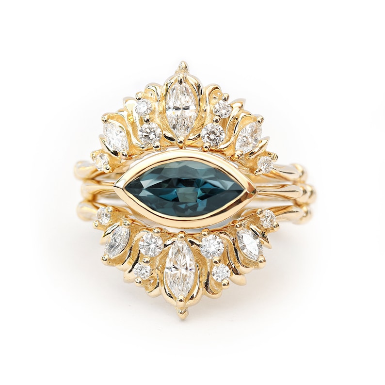 Blue Topaz Engagement Ring Set December Birthstone Ring - Etsy