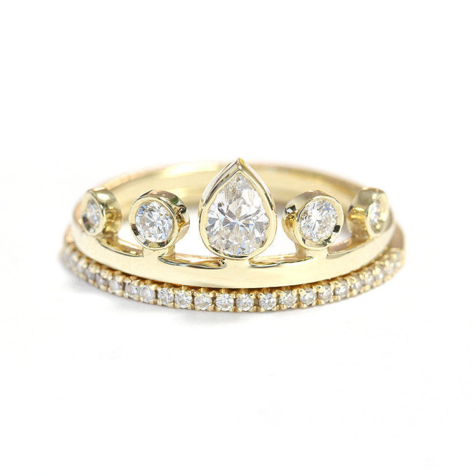 Pear Diamond Wedding Ring Set Unique Engagement Ring & - Etsy