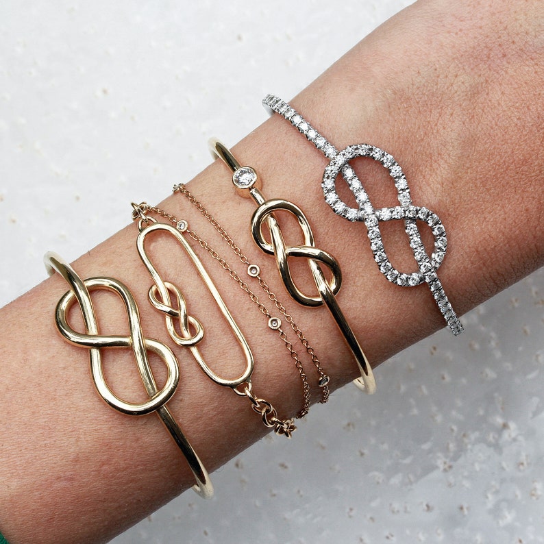 Infinity Bangle Bracelet Knot Gold Cuff Bangle Diamond Cuff - Etsy