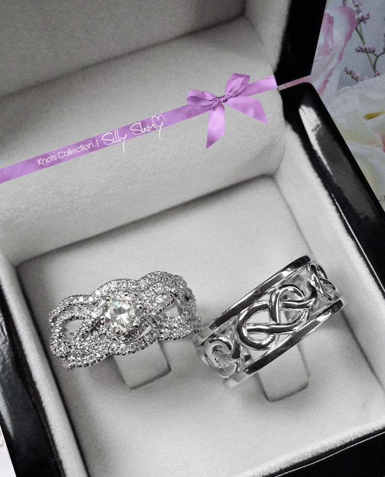 His & Hers Infinity Knot Wedding Rings Set. Includes - Etsy