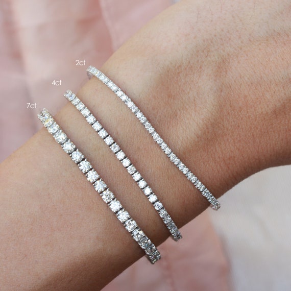 Bracciale tennis in oro massiccio 14 carati e diamanti diamanti naturali da 2 ct 3 ct 4 ct 5 ct 7 ct gioielli da sposa regalo per lei regalo per la festa della mamma Etsy Italia