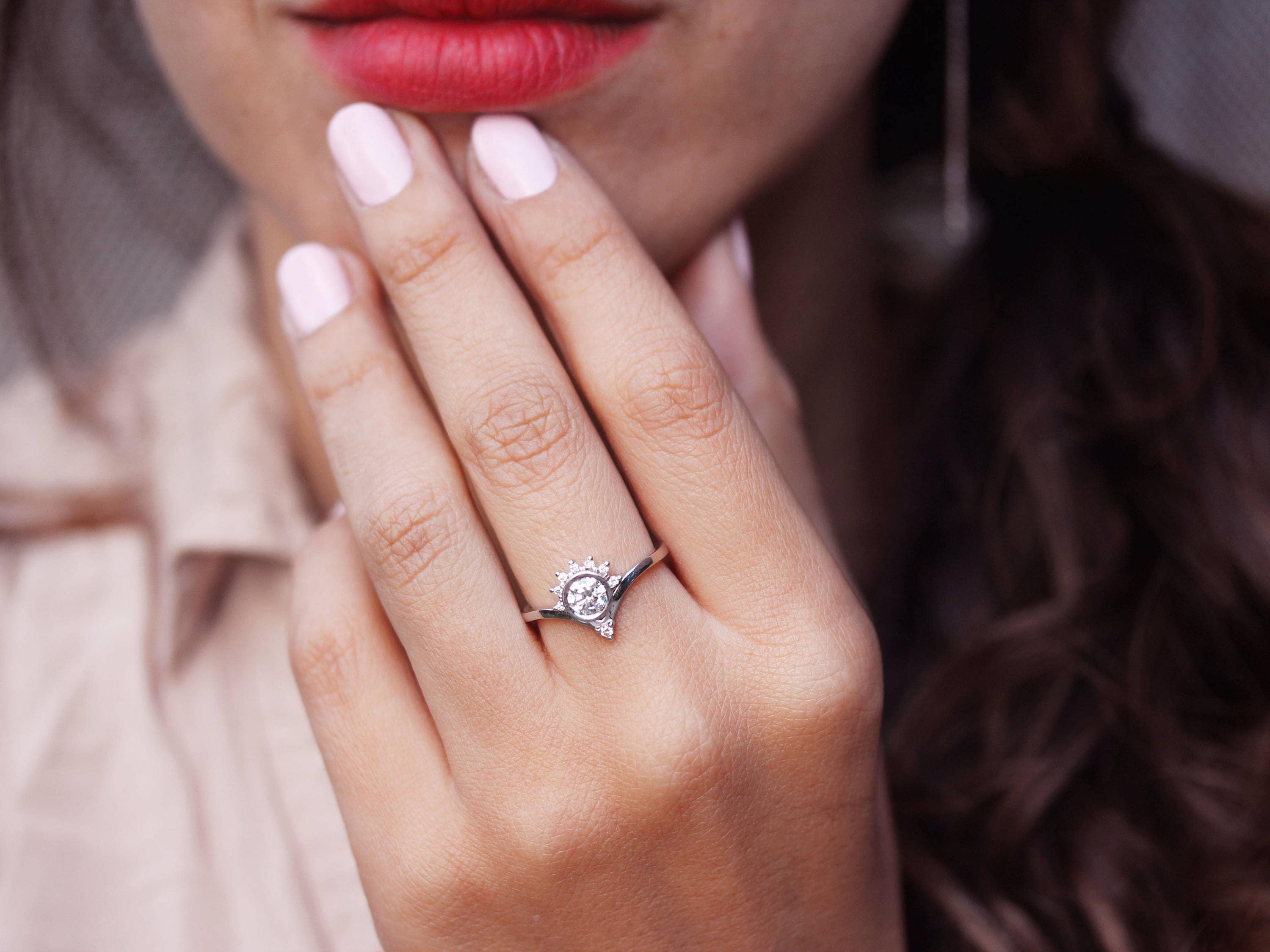 Diamond Unique Engagement Ring Unique Cluster Diamond Ring | Etsy