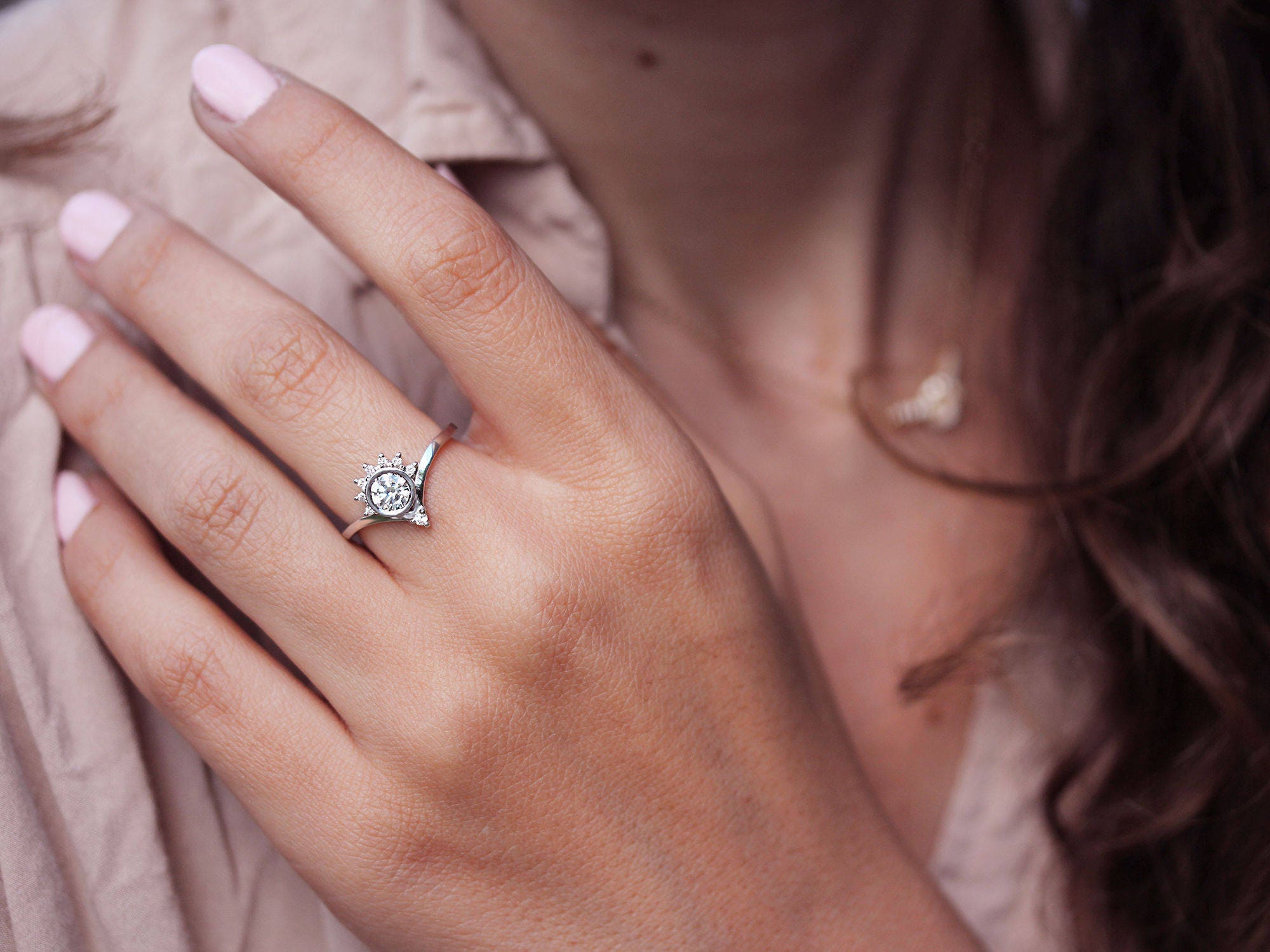 Diamond Unique Engagement Ring Unique Cluster Diamond Ring | Etsy