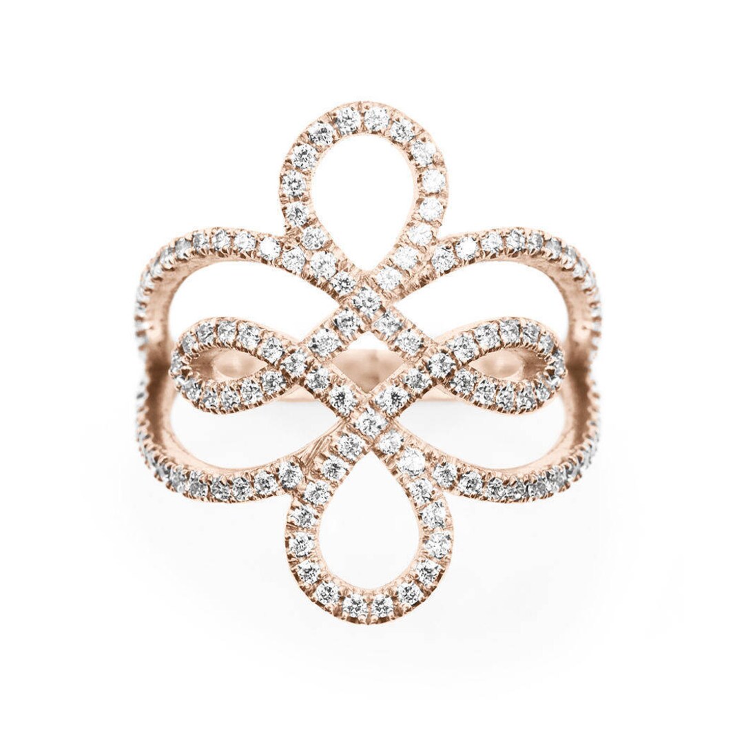 Celtic Infinity Figure 8 Knot Diamond Ring, Index Finger Gold Diamond ...