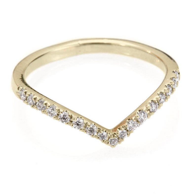 Chevron Diamond V Ring Diamond V-ring With Pave Diamonds - Etsy