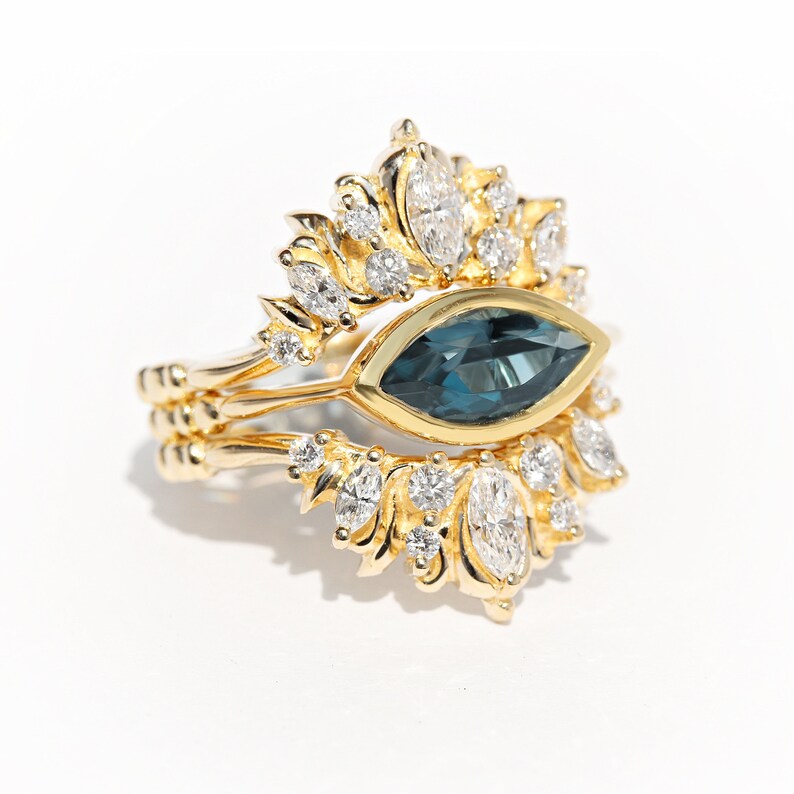 Blue Topaz Engagement Ring Set December Birthstone Ring | Etsy