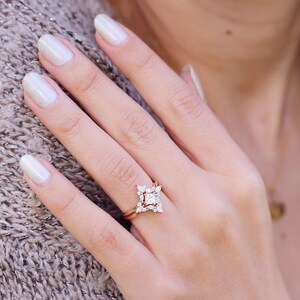 Princess Cut Diamond Unique Engagement Ring, Square Natural Diamond ...