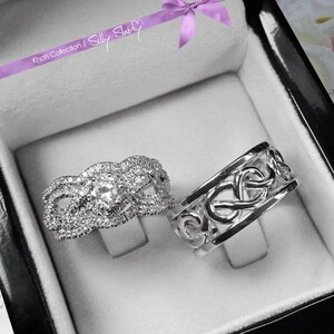 His & Hers Infinity Knot Wedding Rings Set. Includes - Etsy