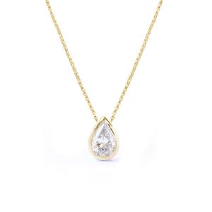 Pear Diamond Bezel Pendant Necklace Natural Pear Diamond - Etsy