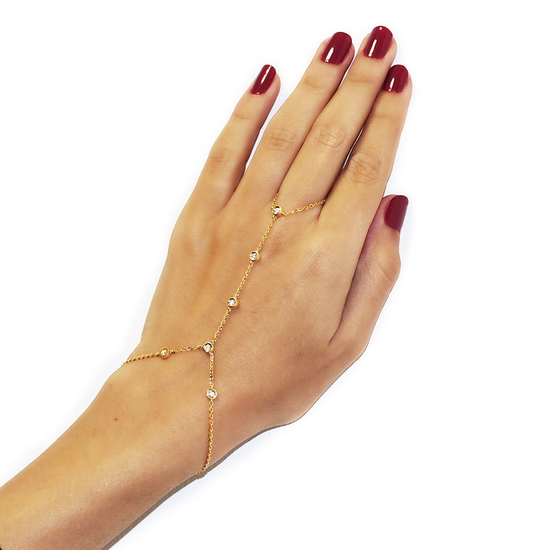 Diamonds Hand Chain Bracelet, Ring Bracelet Hand Chain, Diamond Bezel ...