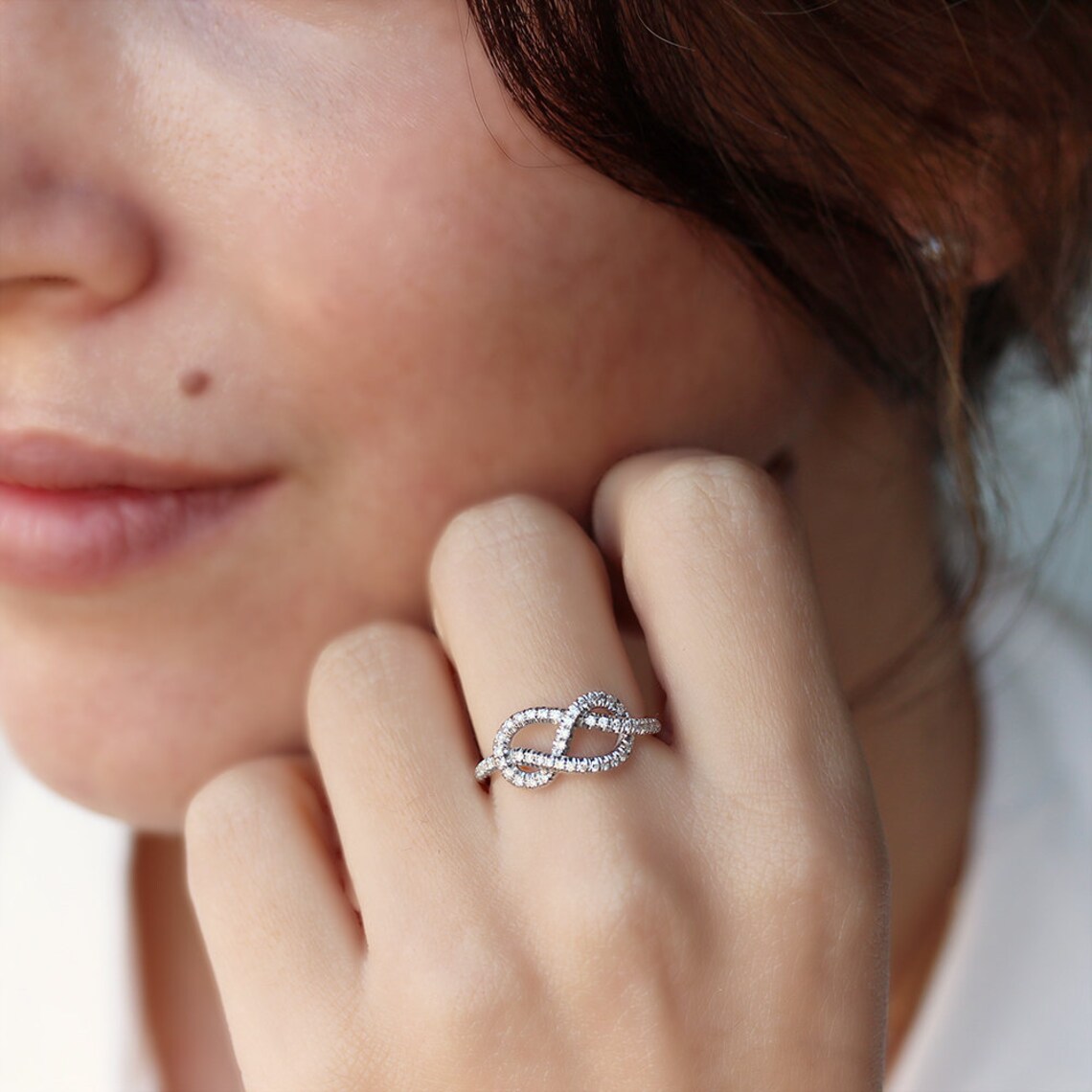 Infinity Knot Diamond Ring Unique Diamond Ring Gold & - Etsy