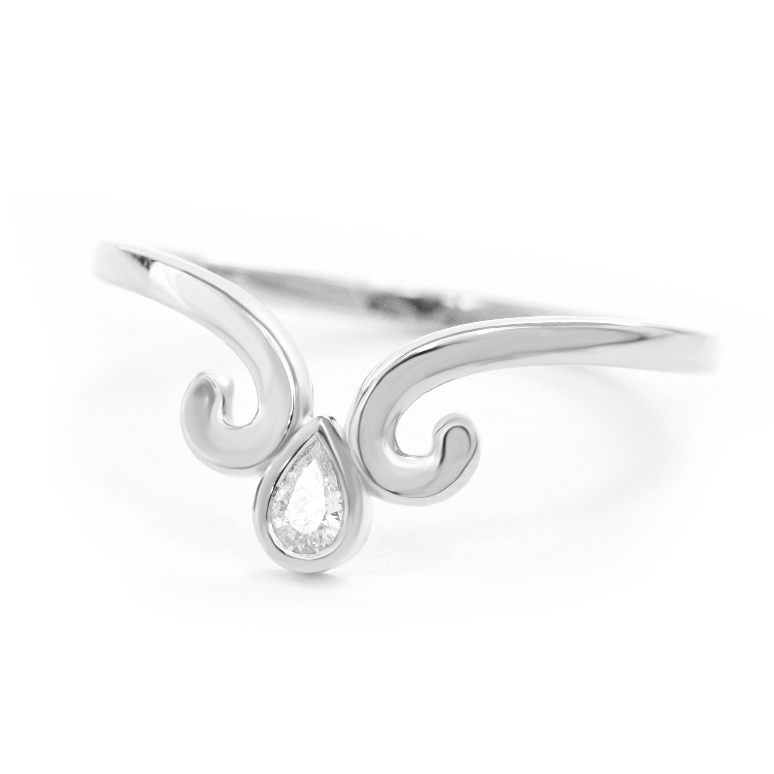 Pear Diamond Bezel Set Wedding Ring Unique Diamond Wedding | Etsy