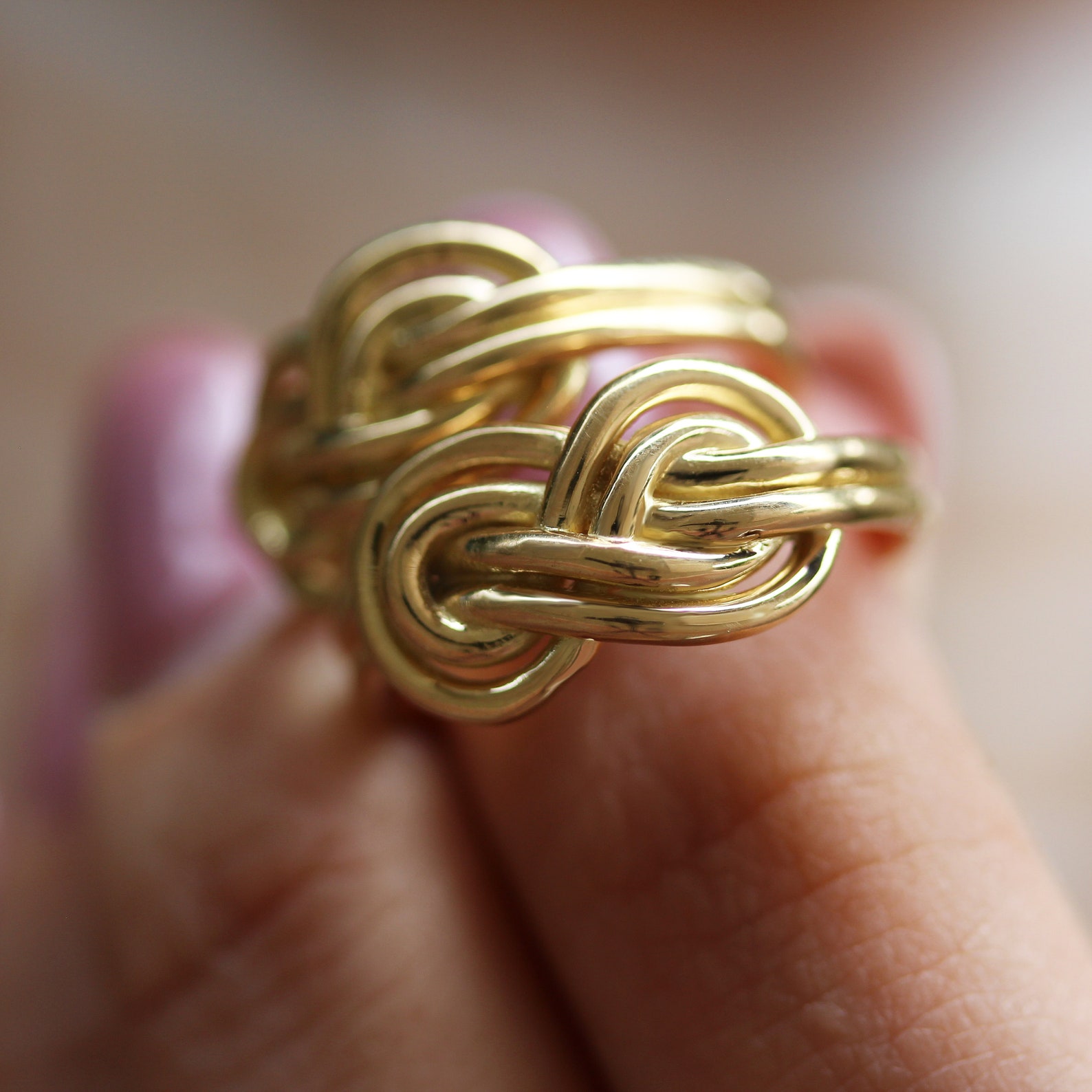 Double Infinity Knot Gold Ring Unique Wedding Ring Unisex | Etsy Double Infinity Knot Gold Ring Unique Wedding Ring Unisex | Etsy