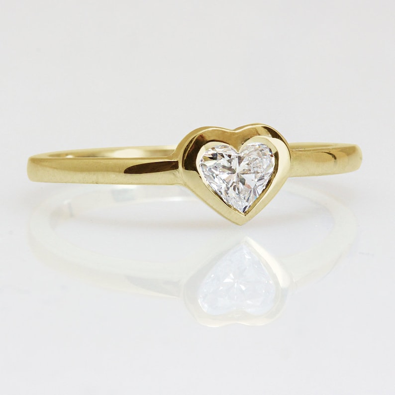 Heart Diamond Solitaire Engagement Ring Heart Diamond Bezel - Etsy