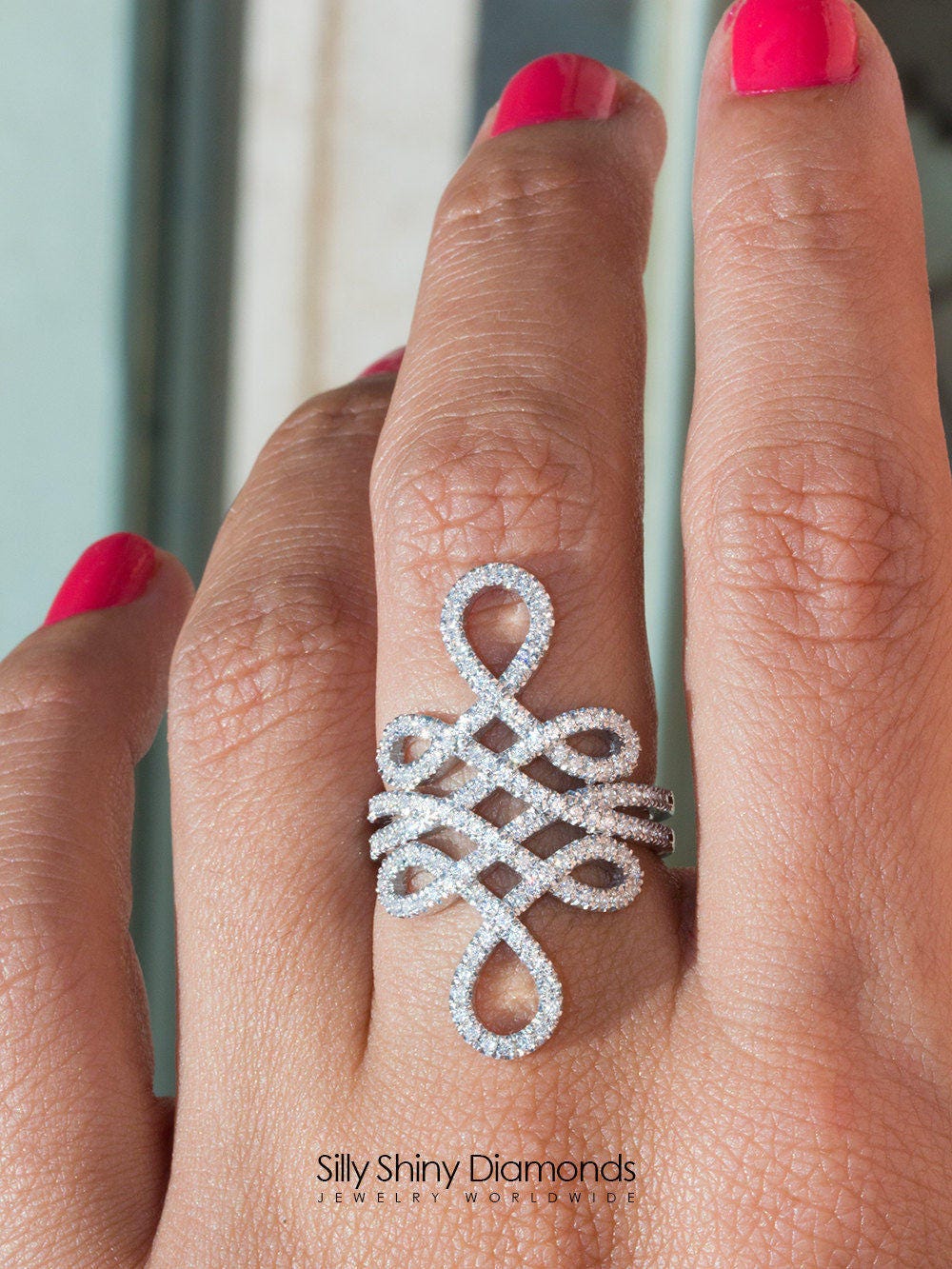 Infinity knot Band white Gold unique Statement Anniversary | Etsy