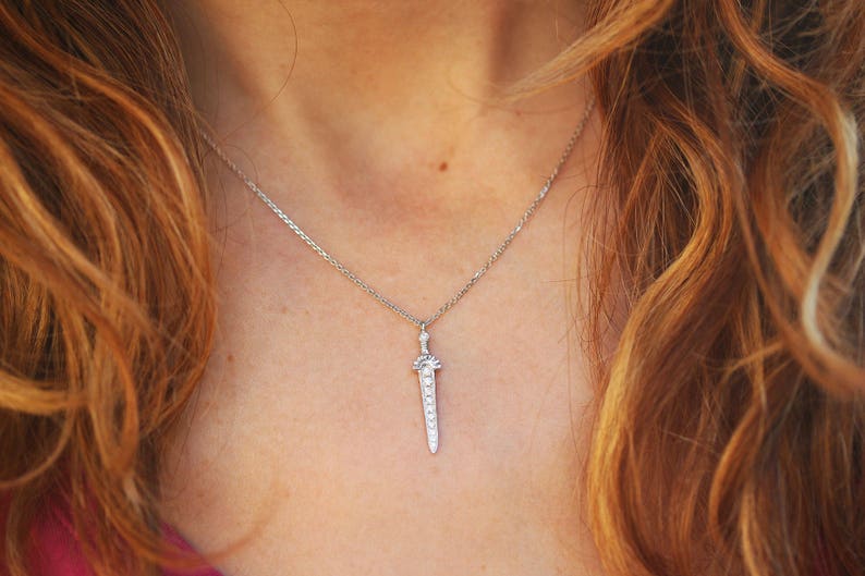 SLAY Dagger Sword Diamond Pendant Necklace Unique Diamond - Etsy