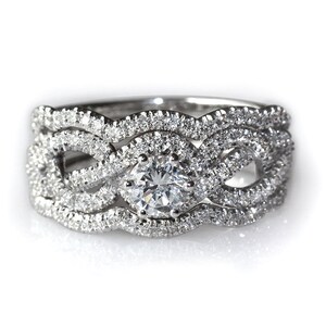 Infinity Knot Unique Engagement Ring Set, Figure 8 Knot Diamond Wedding ...