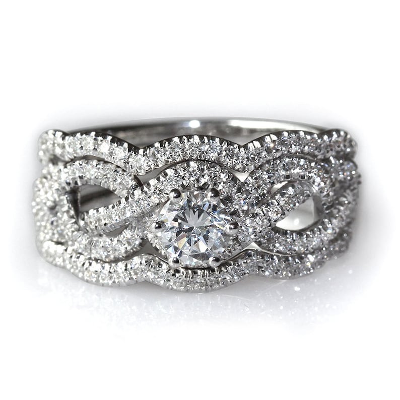 Infinity Knot Unique Engagement Ring Set Figure 8 Knot | Etsy