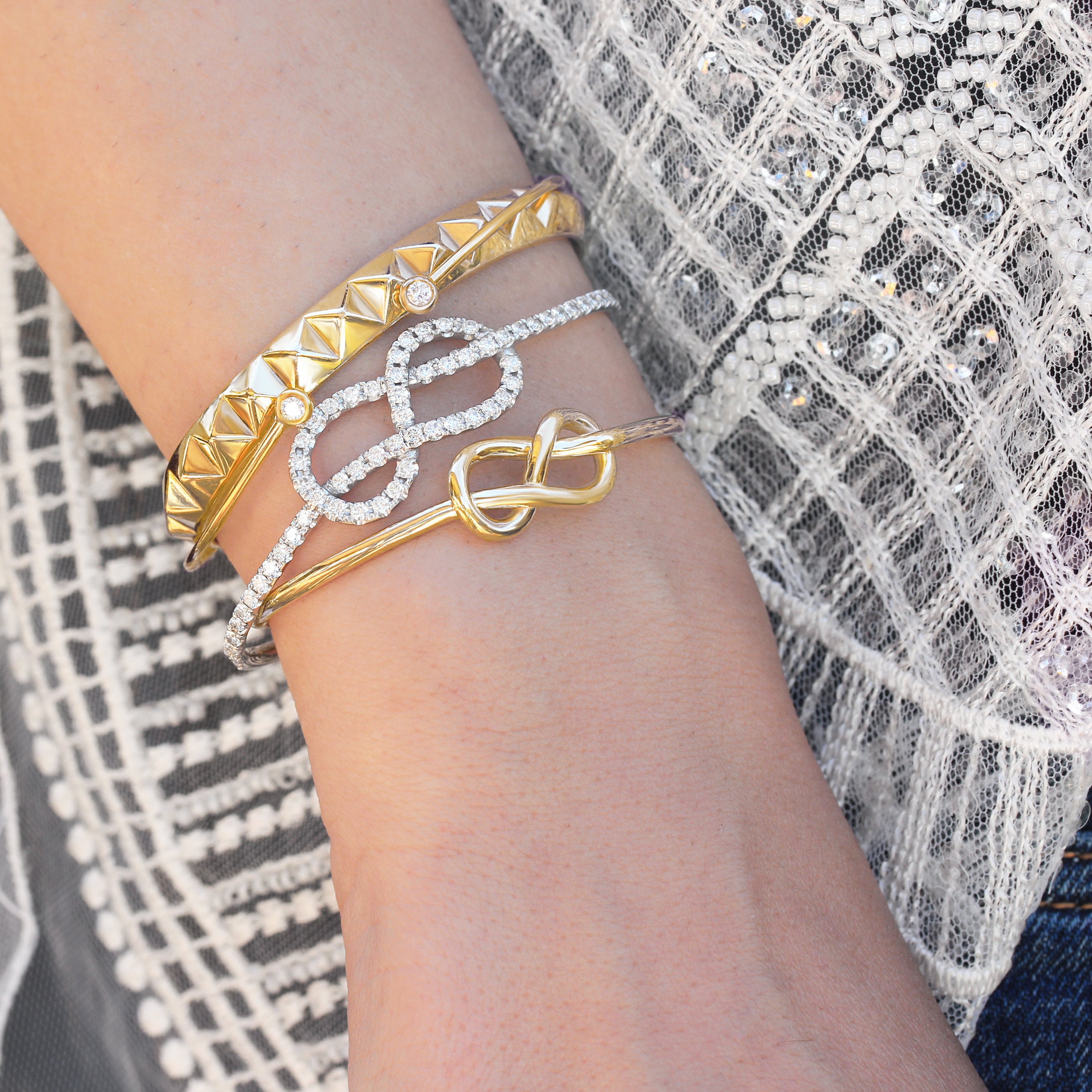 Infinity Bangle Bracelet Knot Gold Cuff Bangle Diamond Cuff | Etsy