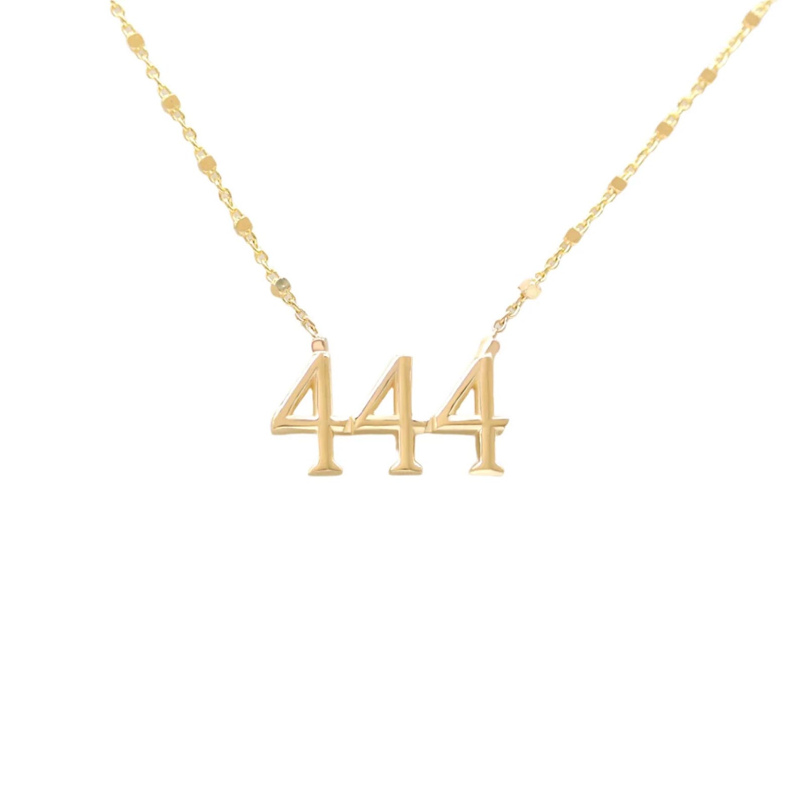Gold 444 Angel Number Necklace, Beaded Chain, Spiritual Protection ...