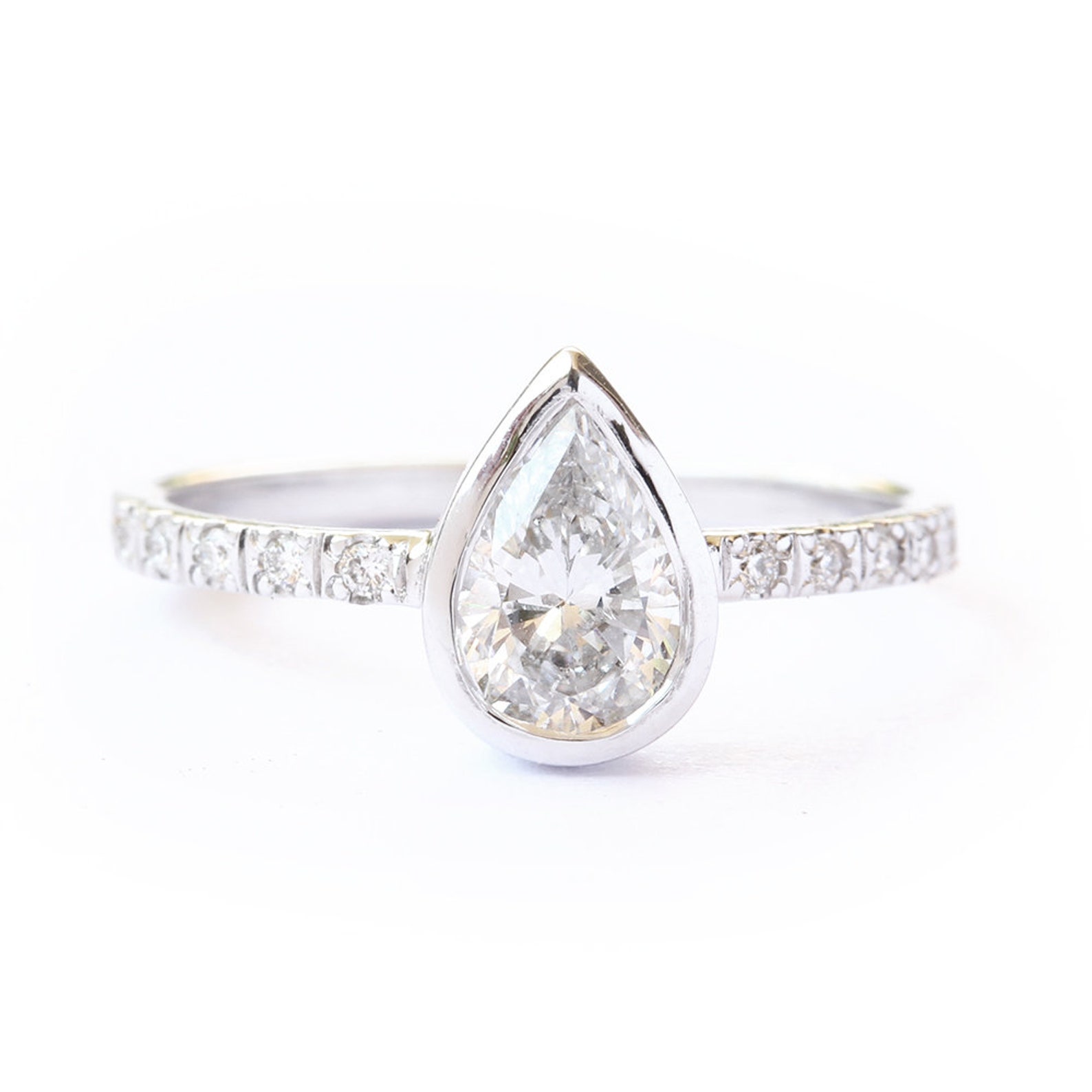 Pear Diamond Ring Pear Shaped Diamond Unique Engagement Ring | Etsy