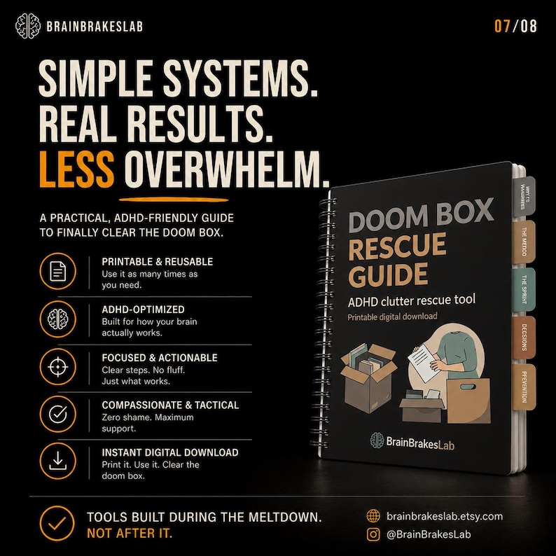 ADHD Doom Box Rescue Guide, Clutter Reset Workbook, Decision Tree ...