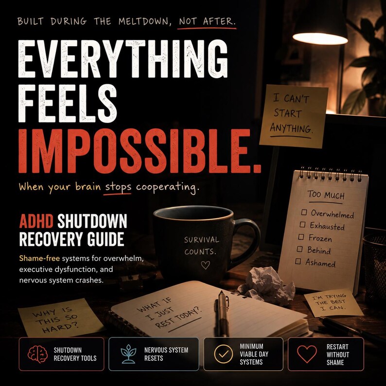 ADHD Shutdown Recovery Workbook | Executive Dysfunction, Overwhelm ...