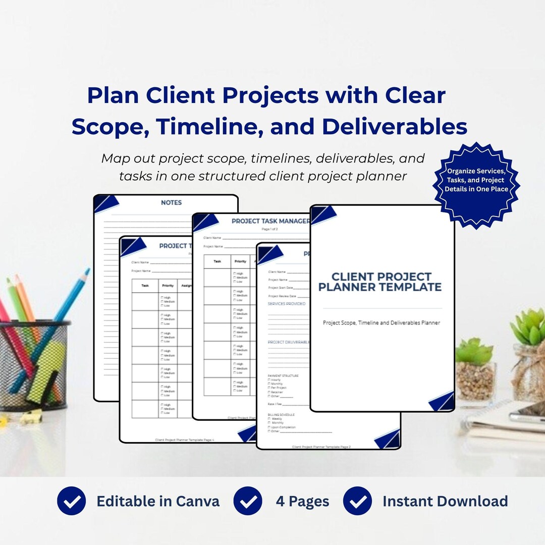 Client Project Planner Template | Scope, Timeline, Deliverables ...