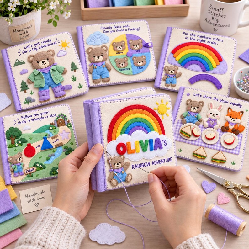Personalized Felt Quiet Book for Kids, Custom Name Baby Busy Book ...
