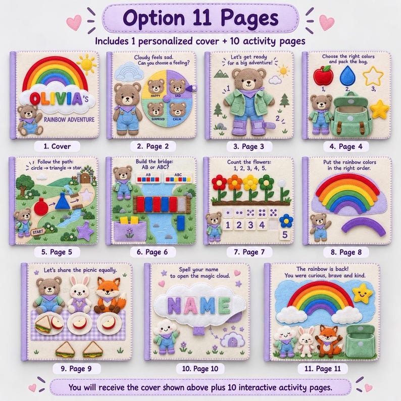 Personalized Felt Quiet Book for Kids, Custom Name Baby Busy Book ...