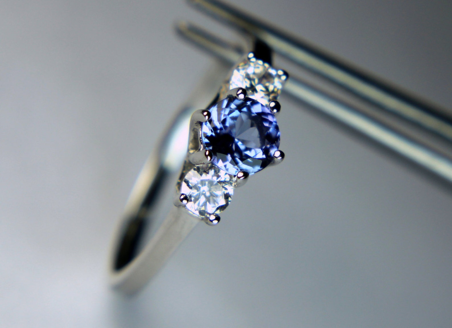 Genuine Tanzanite Round in an Accented Sterling Silver Ring - Etsy