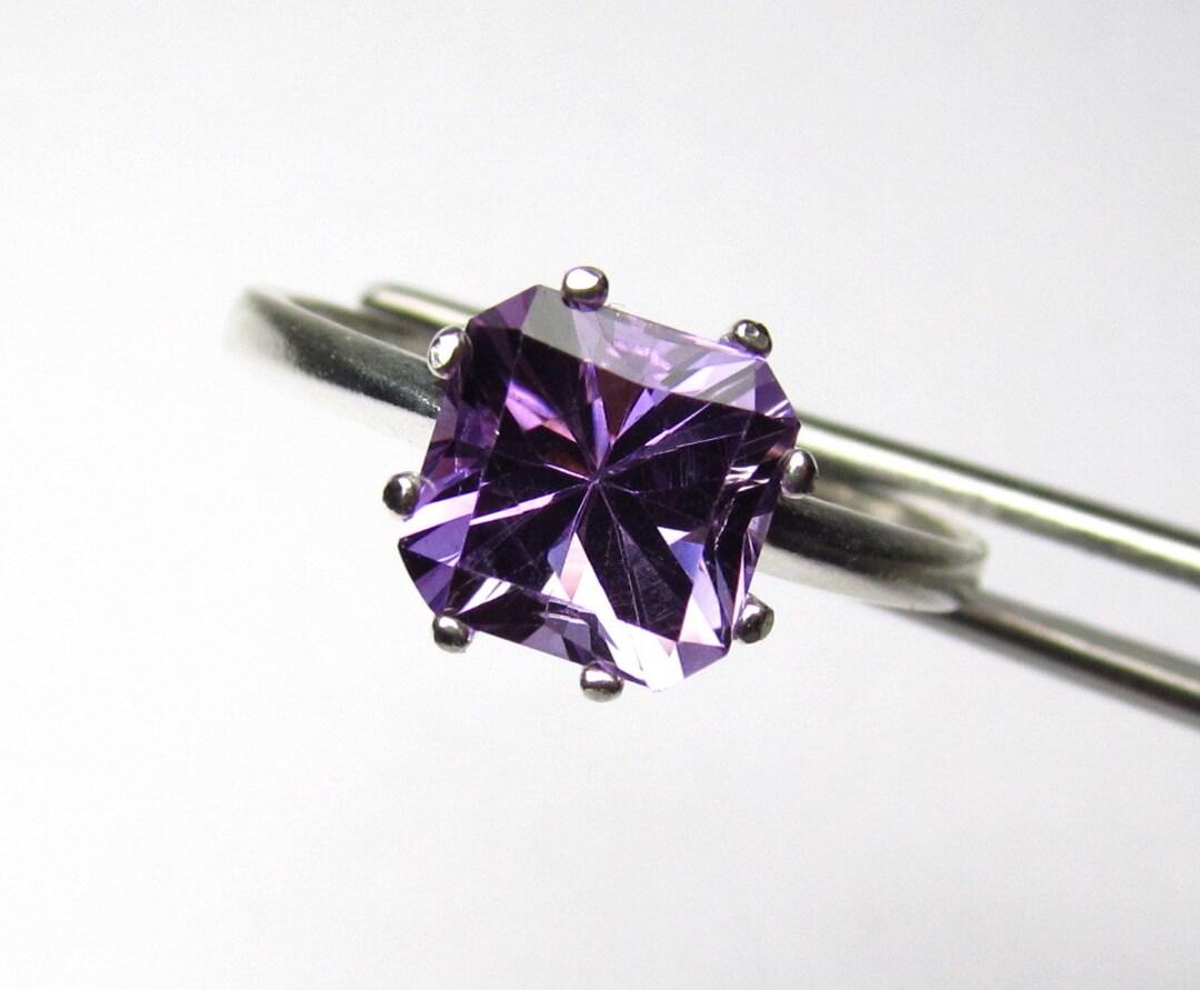 Amazing Genuine Amethyst Radiant Cut Square in Sterling Silver Ring - Etsy